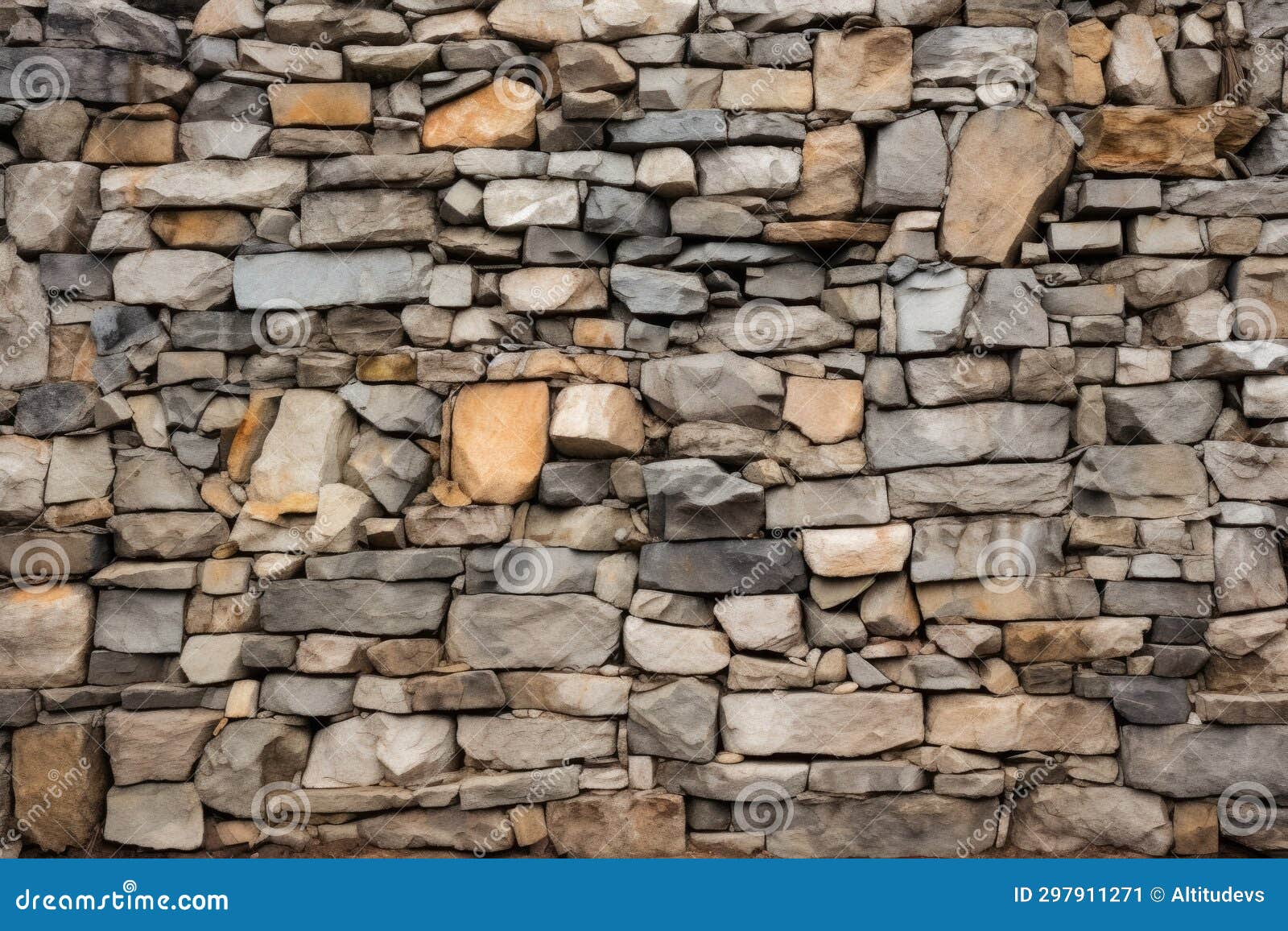 Dry Stacked Brown Stone Wall Stock Image - Image of masonry ...