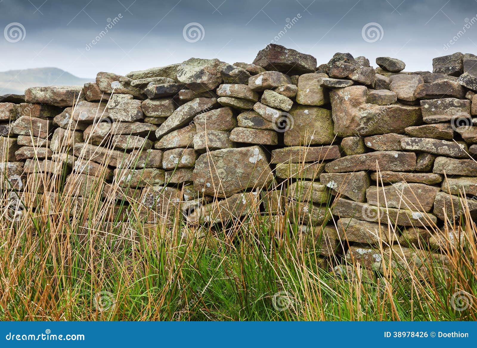 Dry stone wall on moorland stock photo. Image of stone - 38978426