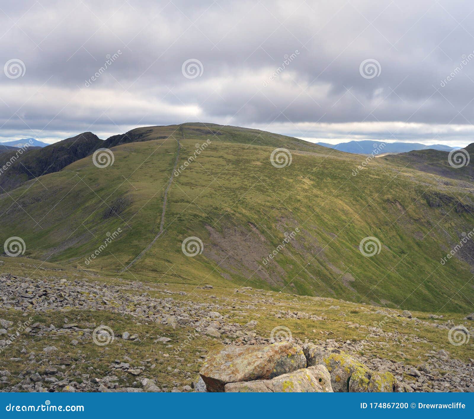 The Long Dry Stone Wall Upto Scoat Fell Stock Photo - Image of footpath ...