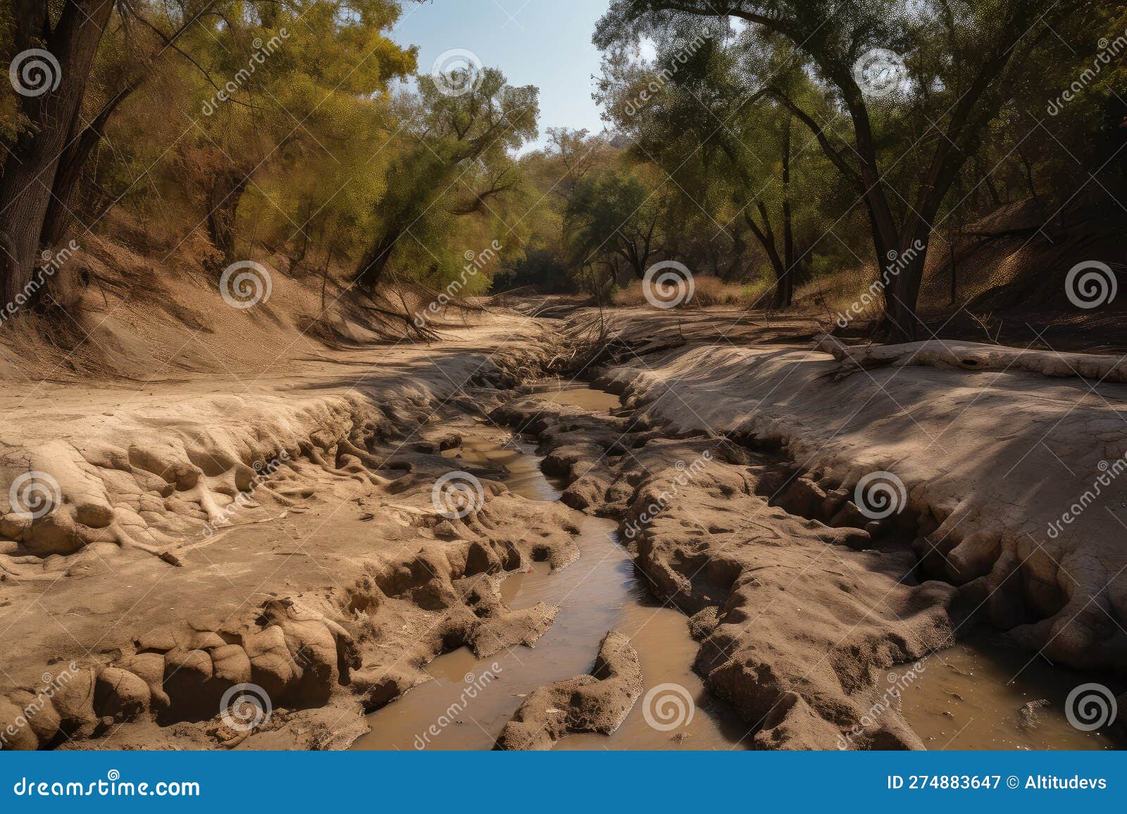 Dry Streambed with Water Running Downstream, Representing the Florid ...