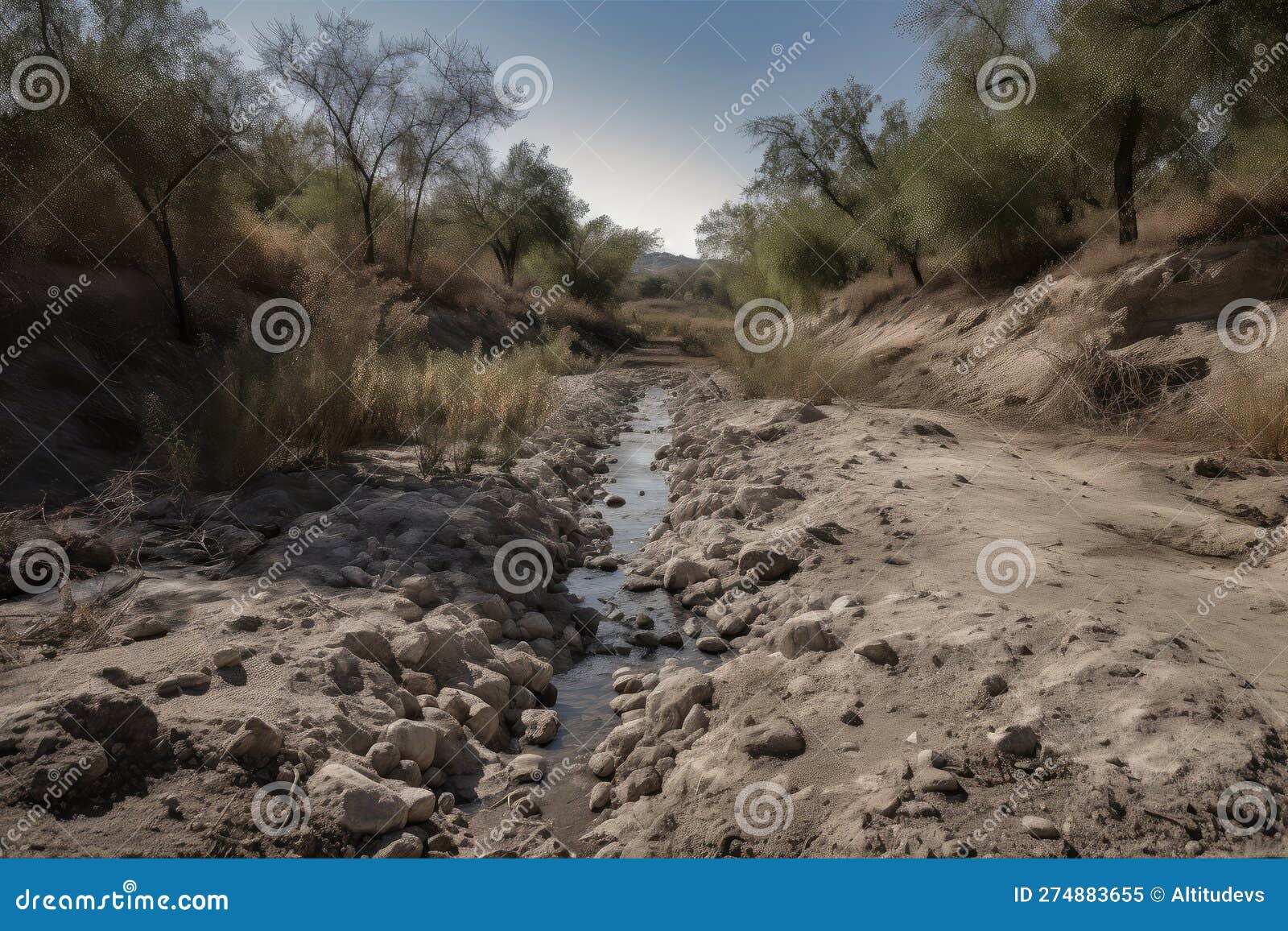 Dry Streambed with Water Running Downstream, Representing the Florid ...