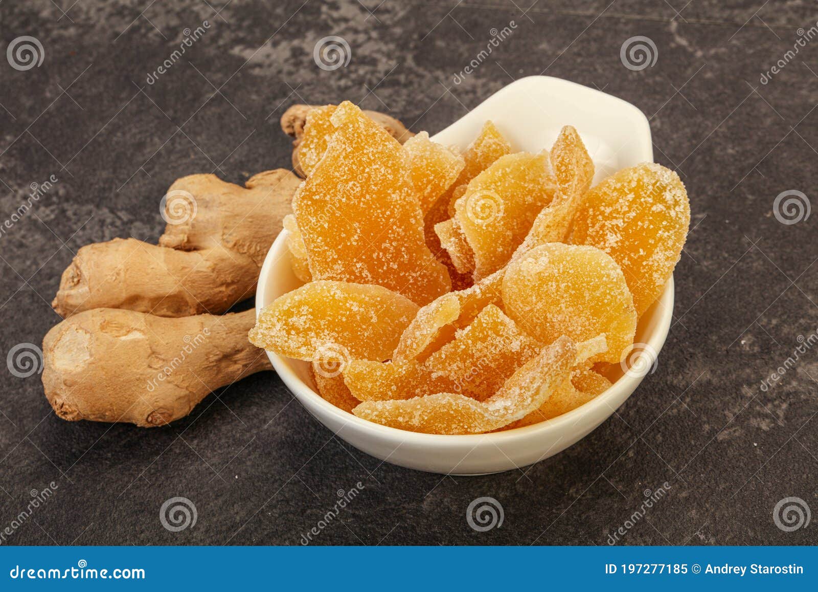 Dry Sweet Ginger in the Bowl Stock Image - Image of dried, plant: 197277185