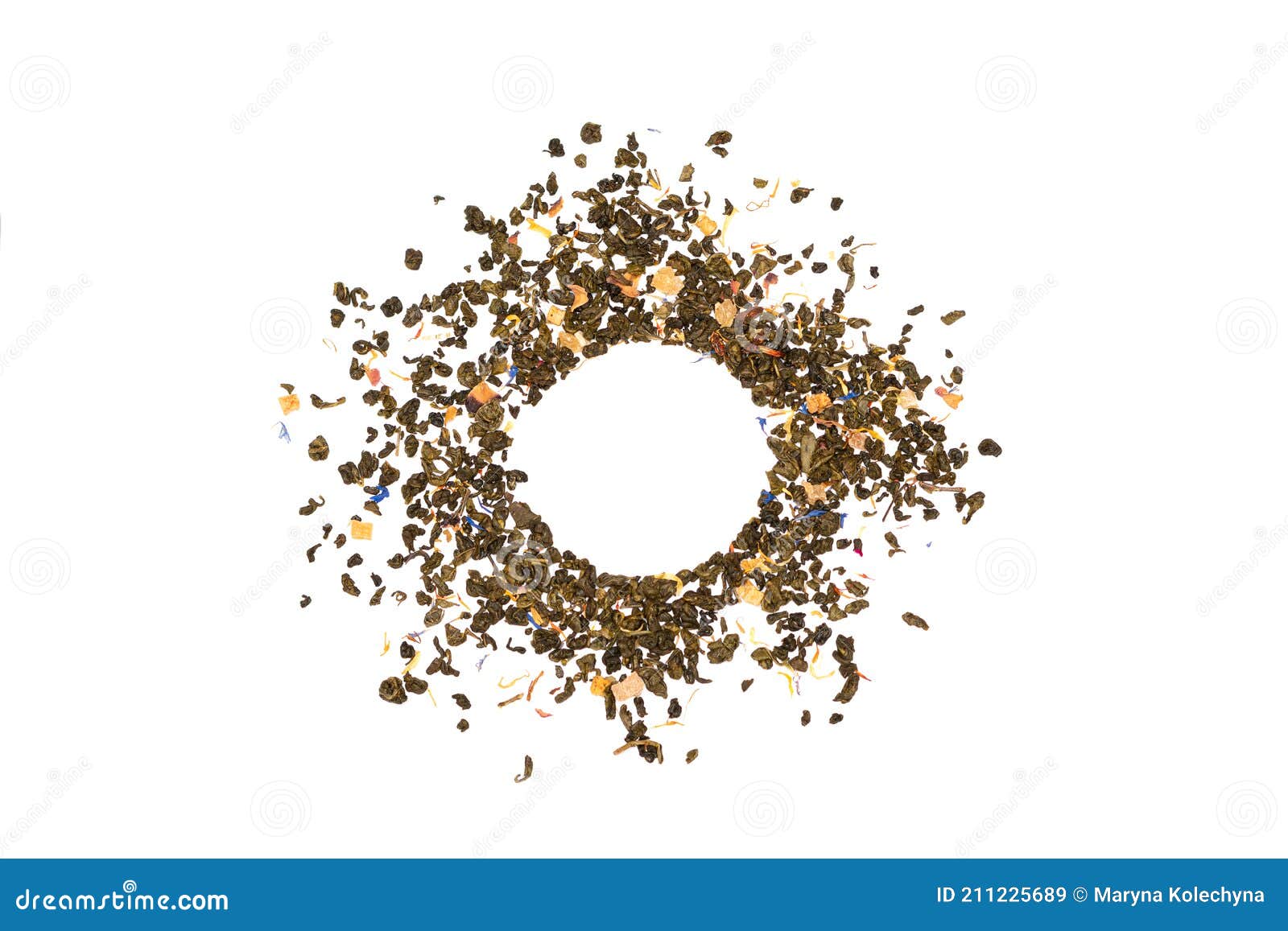 Dry Tea Circle Isolated on White Background. Circle of Dried Tea Buds ...