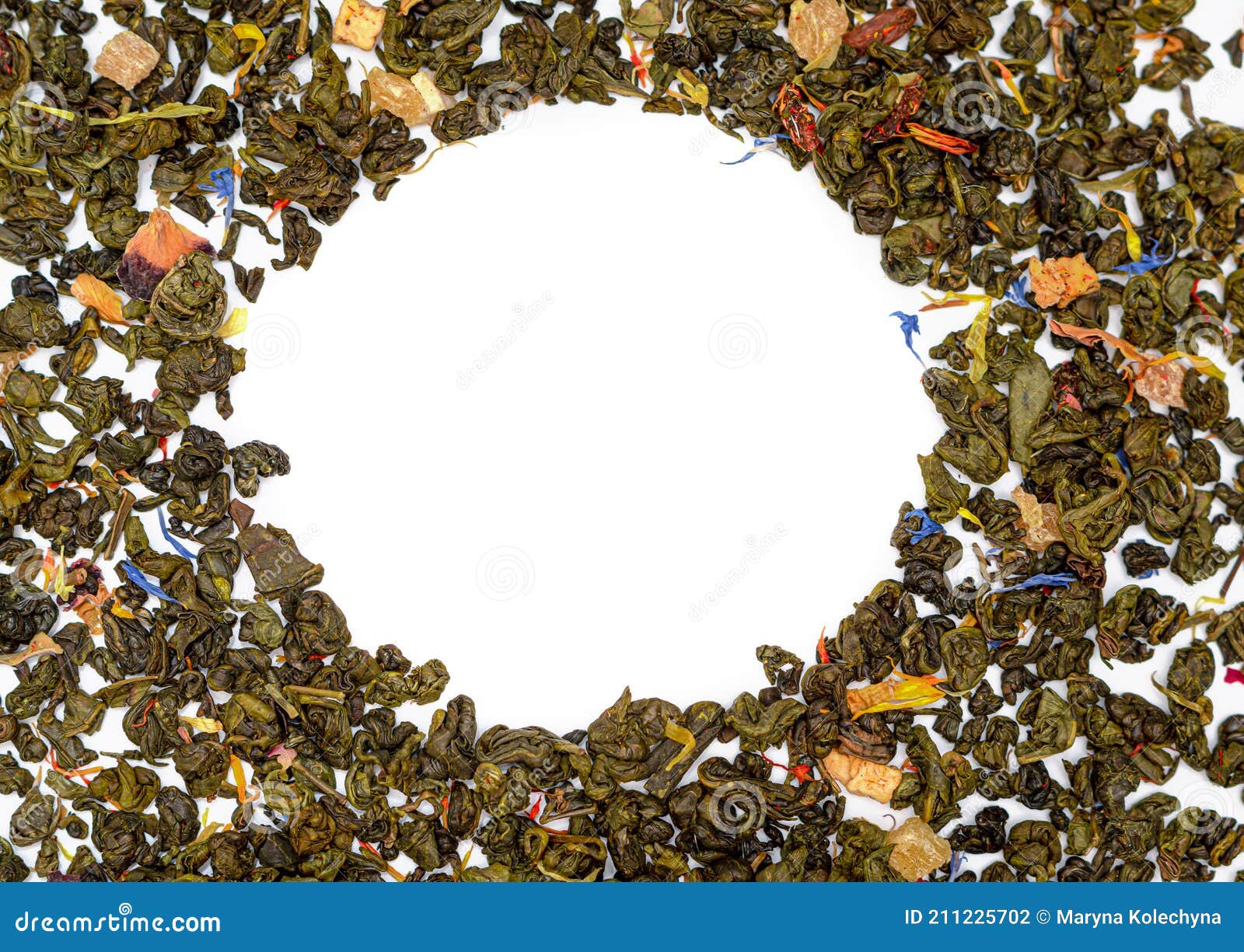 Dry Tea Circle Isolated on White Background. Circle of Dried Tea Buds ...