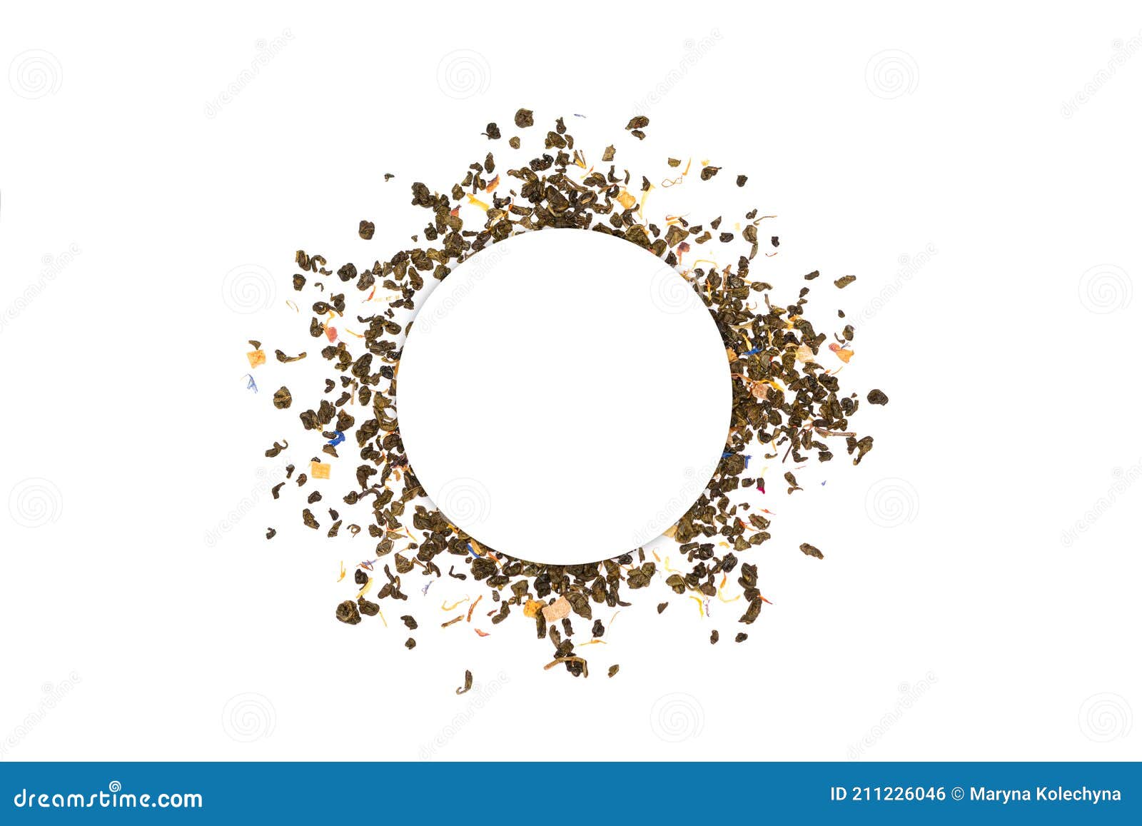 Dry Tea Circle Isolated on White Background. Circle of Dried Tea Buds ...