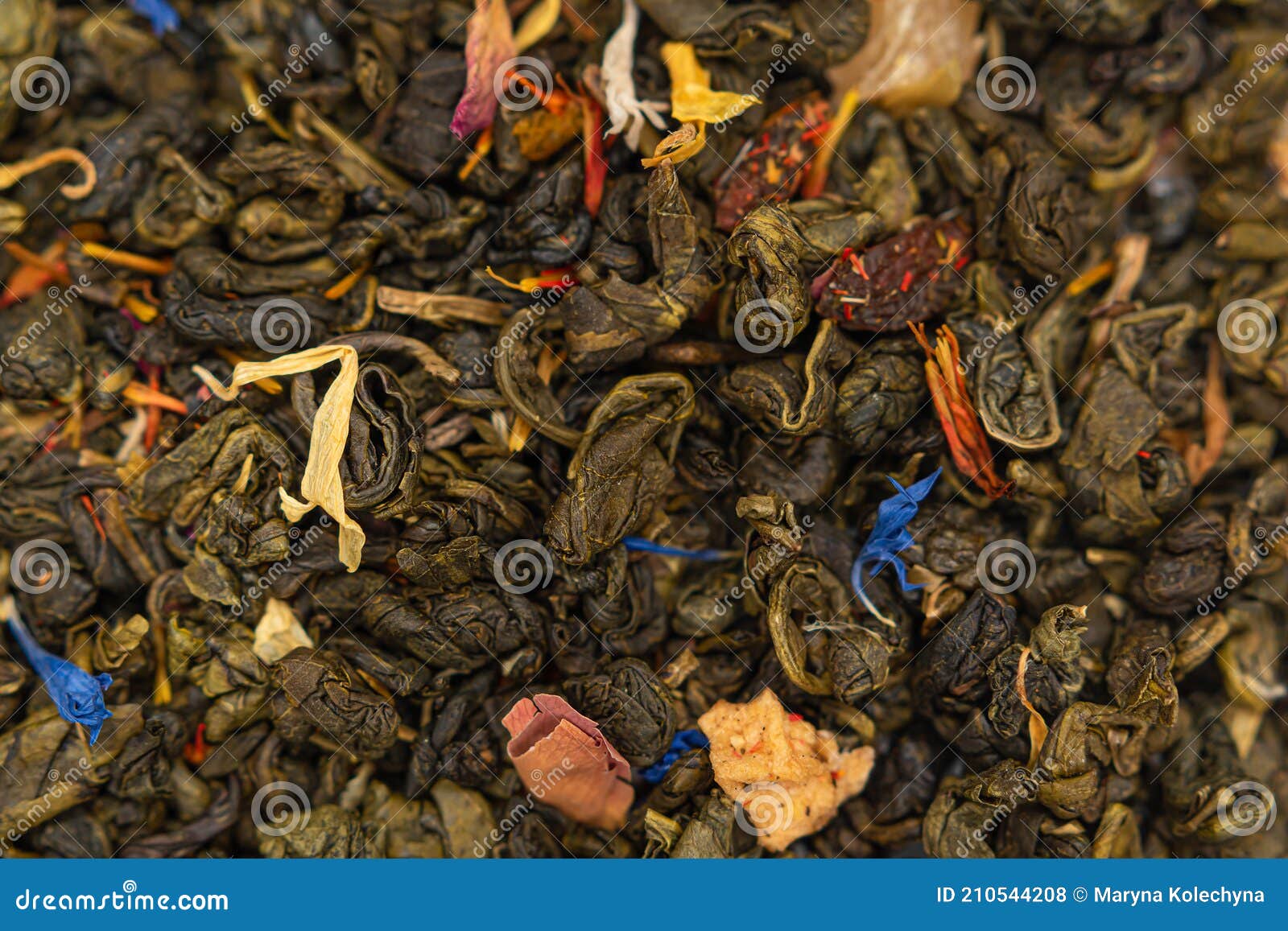 Dry Tea with Fruit and Flower Petals As Background. Dried Tea ...