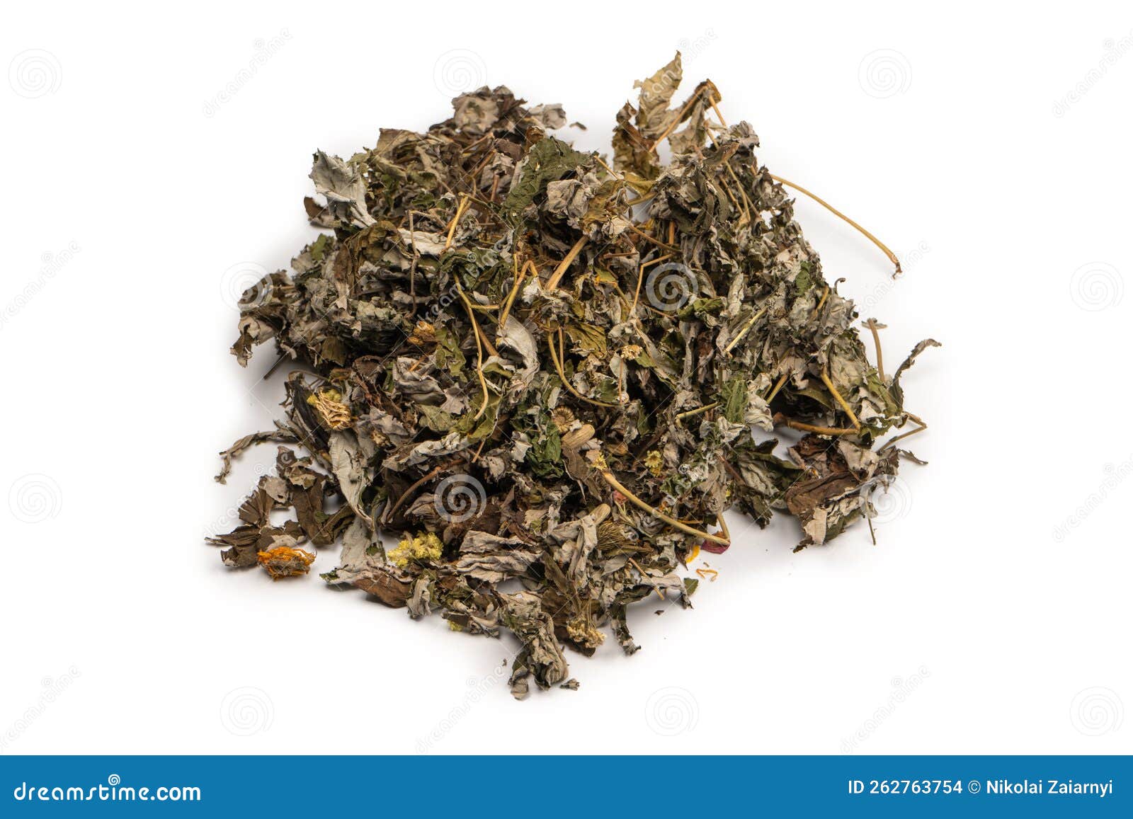 Dry Tea Leaves and Dry Fruit Isolated on White Background Stock Photo ...