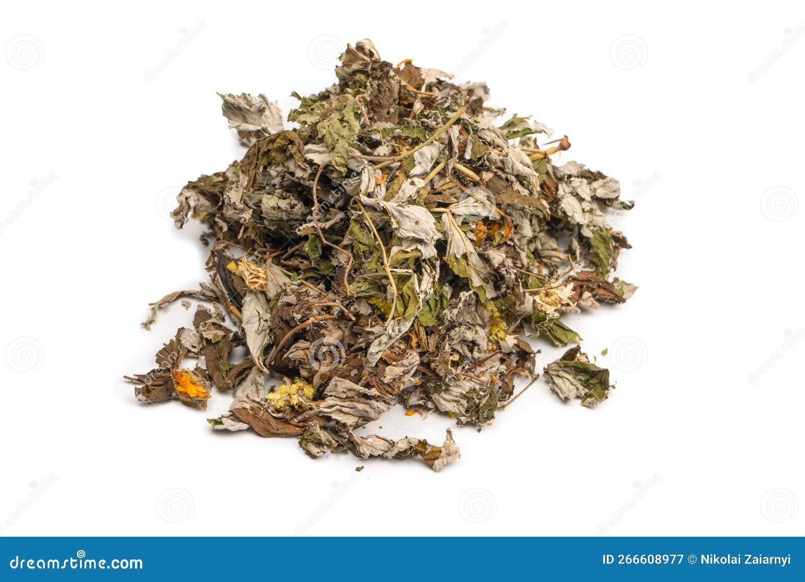Dry Tea Leaves and Dry Fruit Isolated on White Background Stock Image ...
