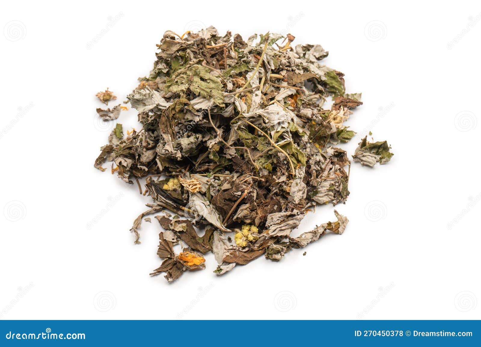 Dry Tea Leaves and Dry Fruit Isolated on White Background Stock Photo ...