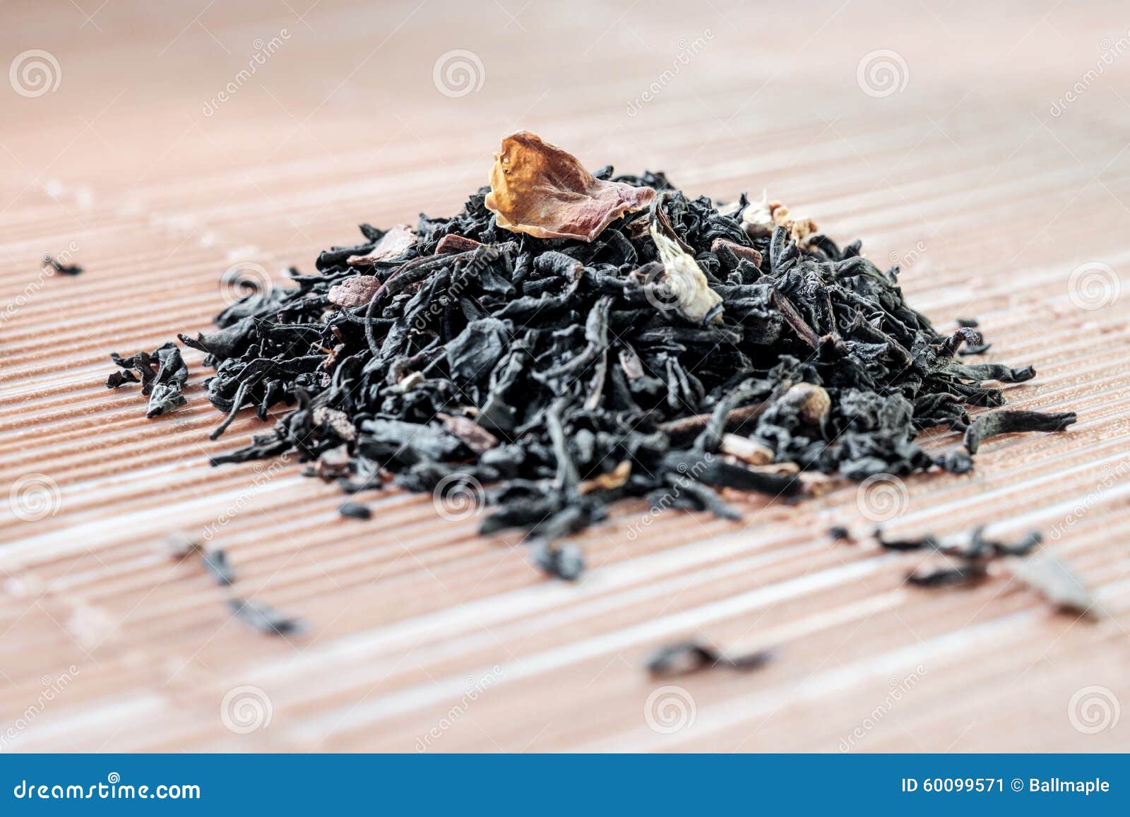 Dry Tea Leaves Spread on Light Brown Color Background Stock Image ...