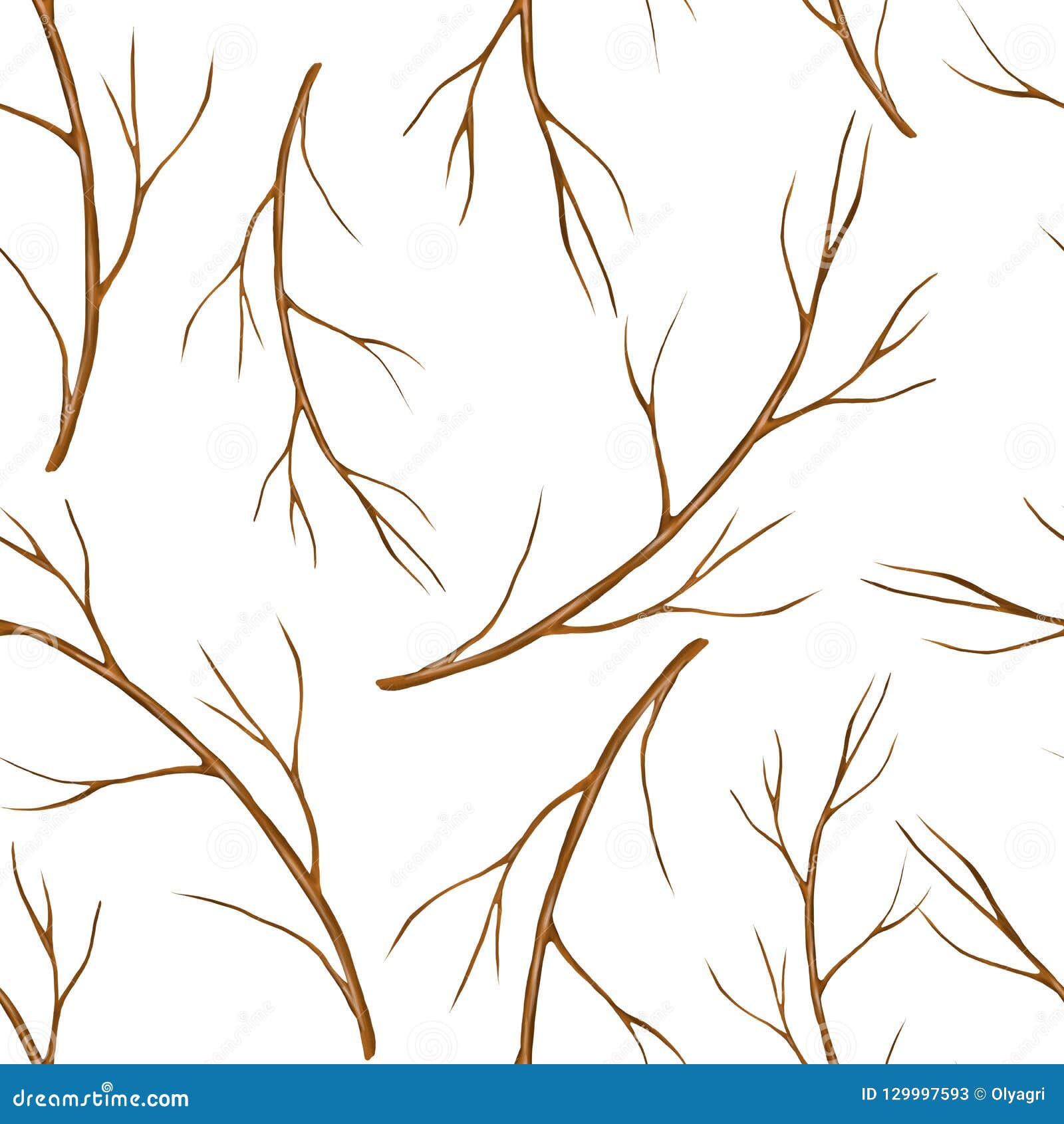 Dry Tree Branches, Seamless Pattern Stock Illustration - Illustration ...
