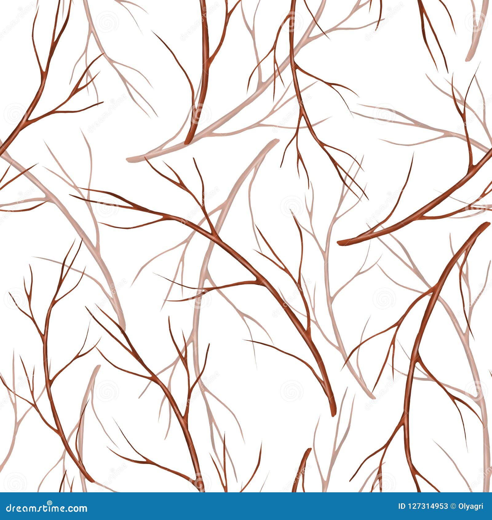 Dry Tree Branches, Seamless Pattern Stock Illustration - Illustration ...