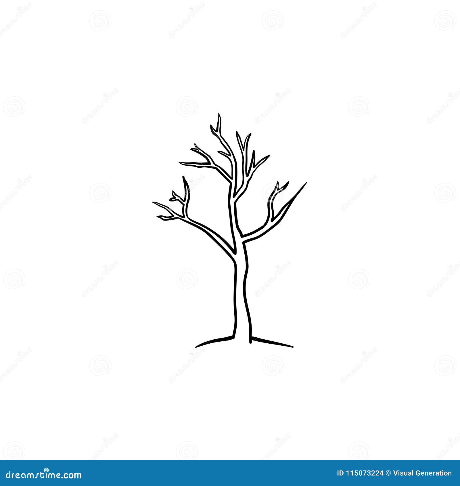 Dry Tree Hand Drawn Sketch Icon. Stock Vector - Illustration of ...