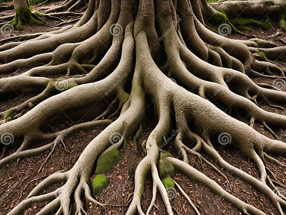 Dry tree roots in ground stock illustration. Illustration of growth ...