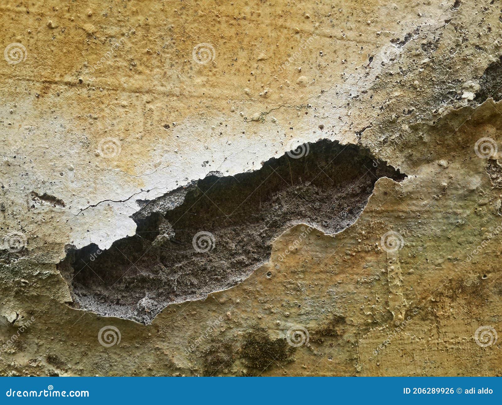 Dry Wall Peeling Stucco until it is Visible Stock Photo - Image of wood ...