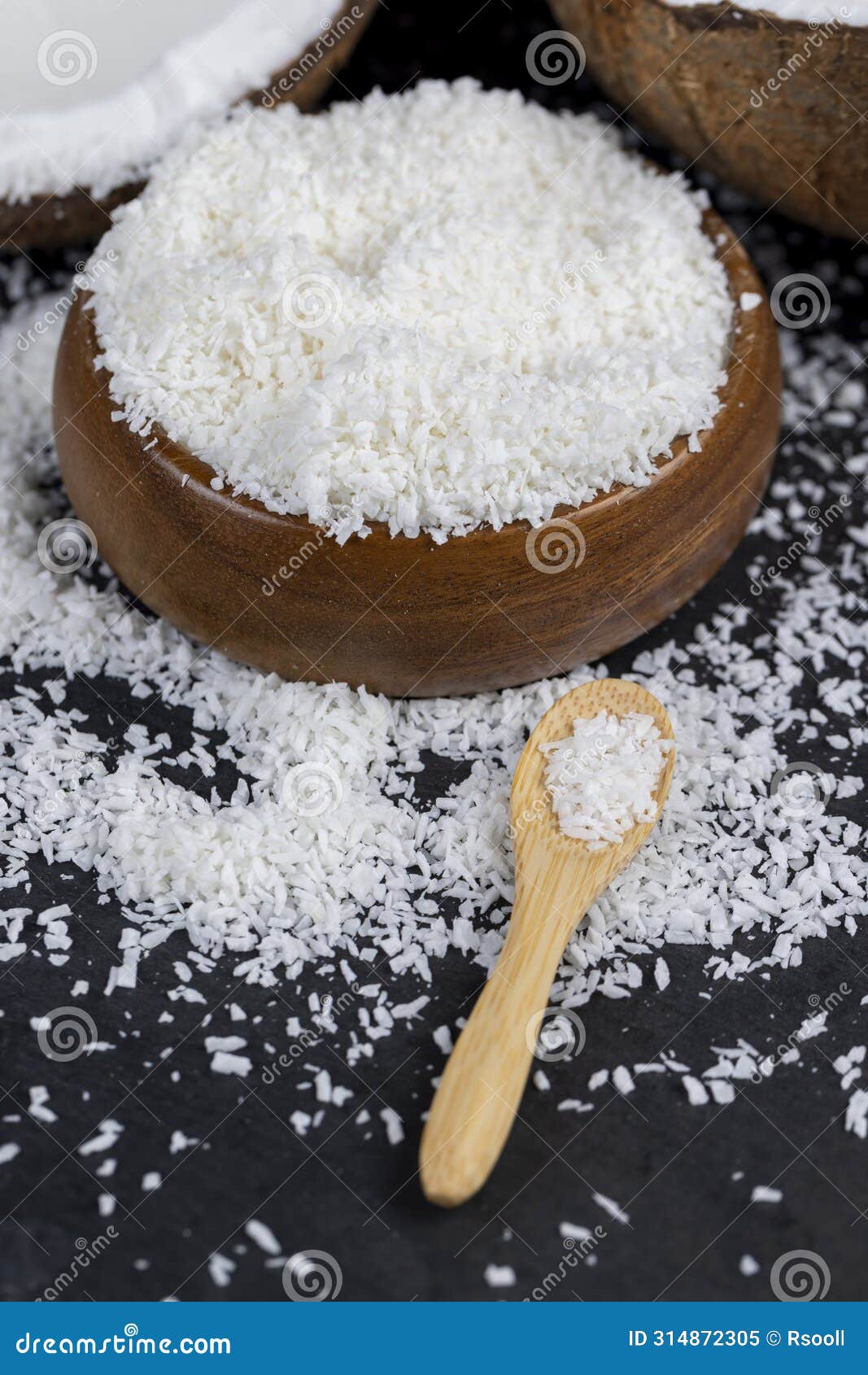 Dry White Coconut Chips for Adding To Desserts Stock Image - Image of ...