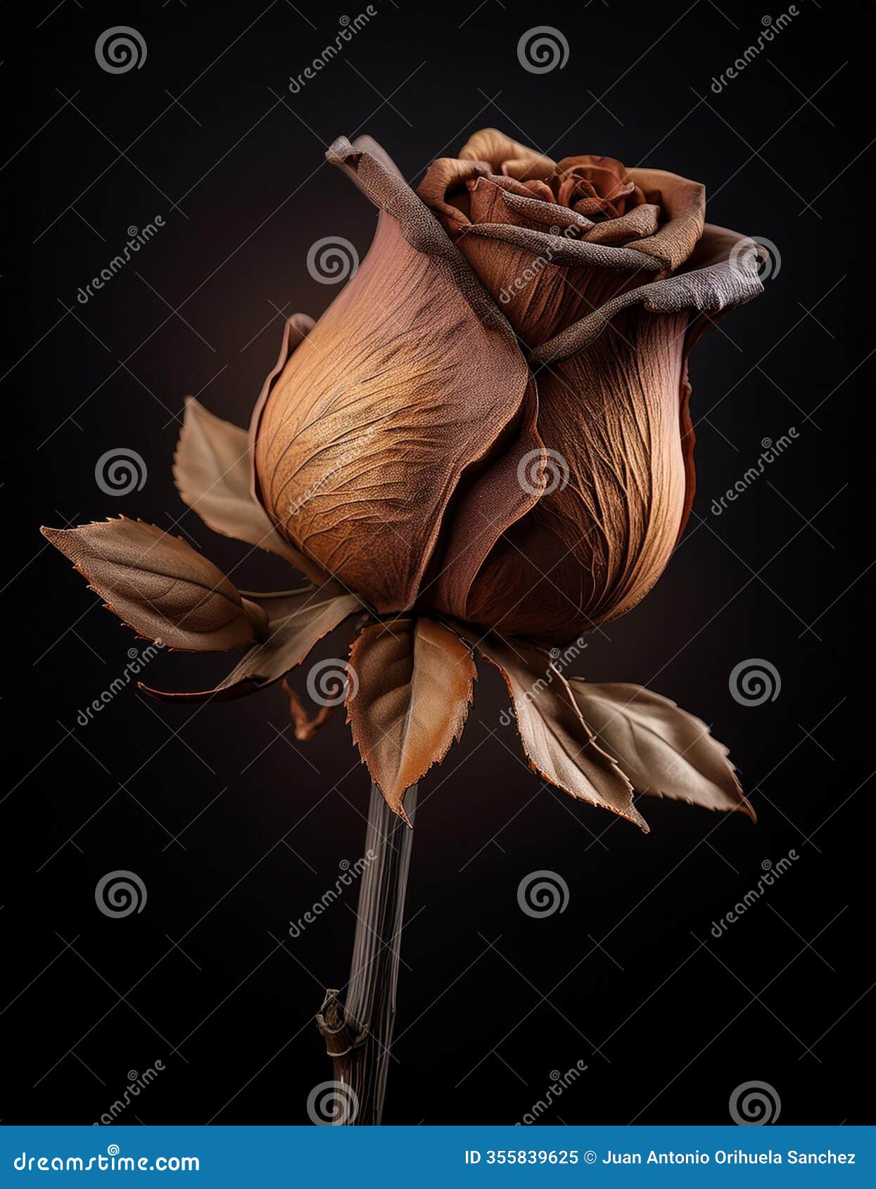 A Dry, Withered Rose on a Black Background Stock Illustration ...