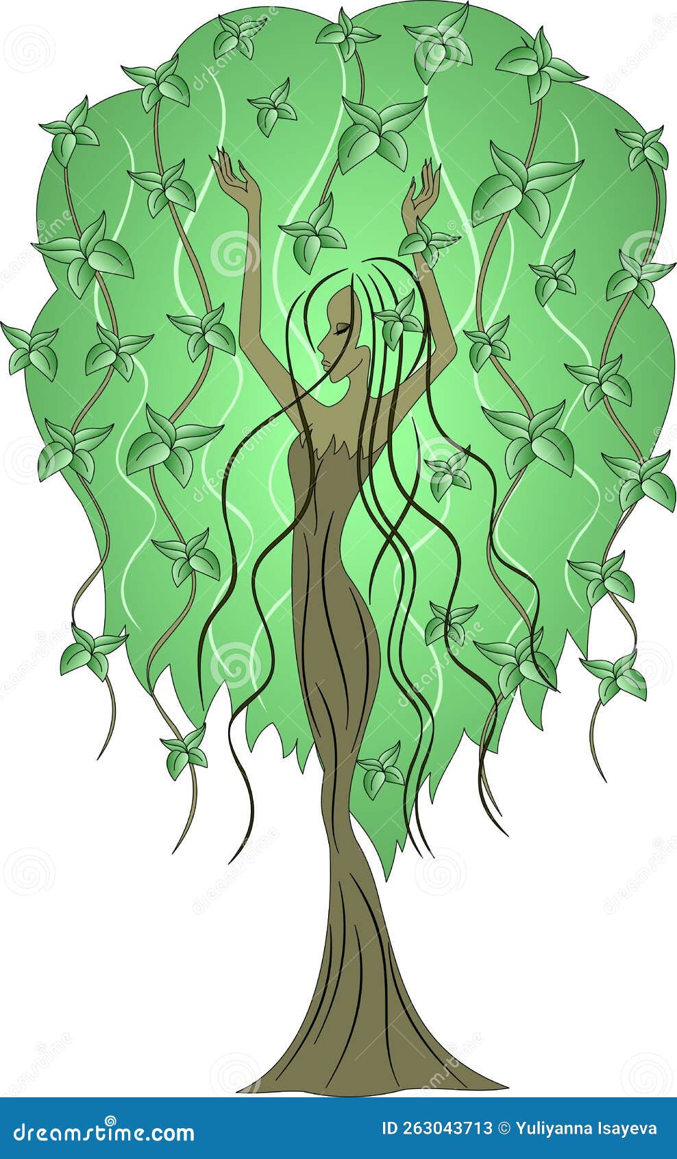 Dryad Forest Goddess Guardian Of The Forest Cartoon Vector ...