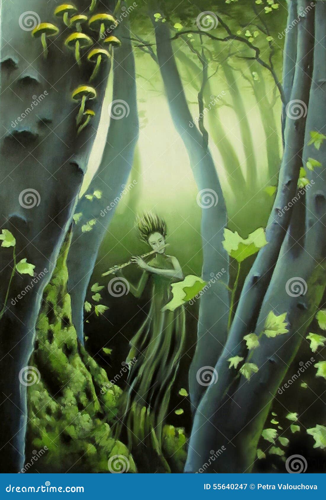 Dryad Forest Spirit. Tree Branches Form A Magic Wood Face Seamless ...