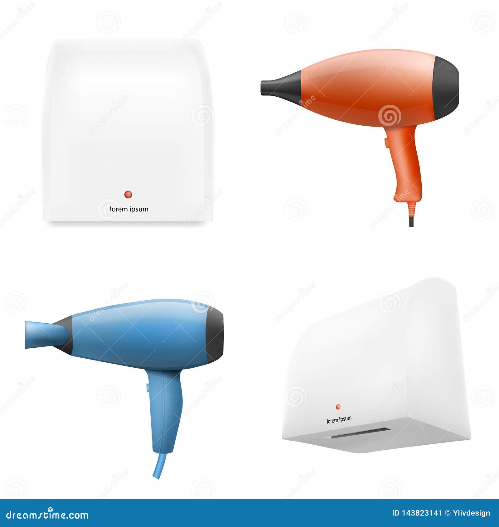 Dryer Icons Set, Realistic Style Stock Vector - Illustration of ...