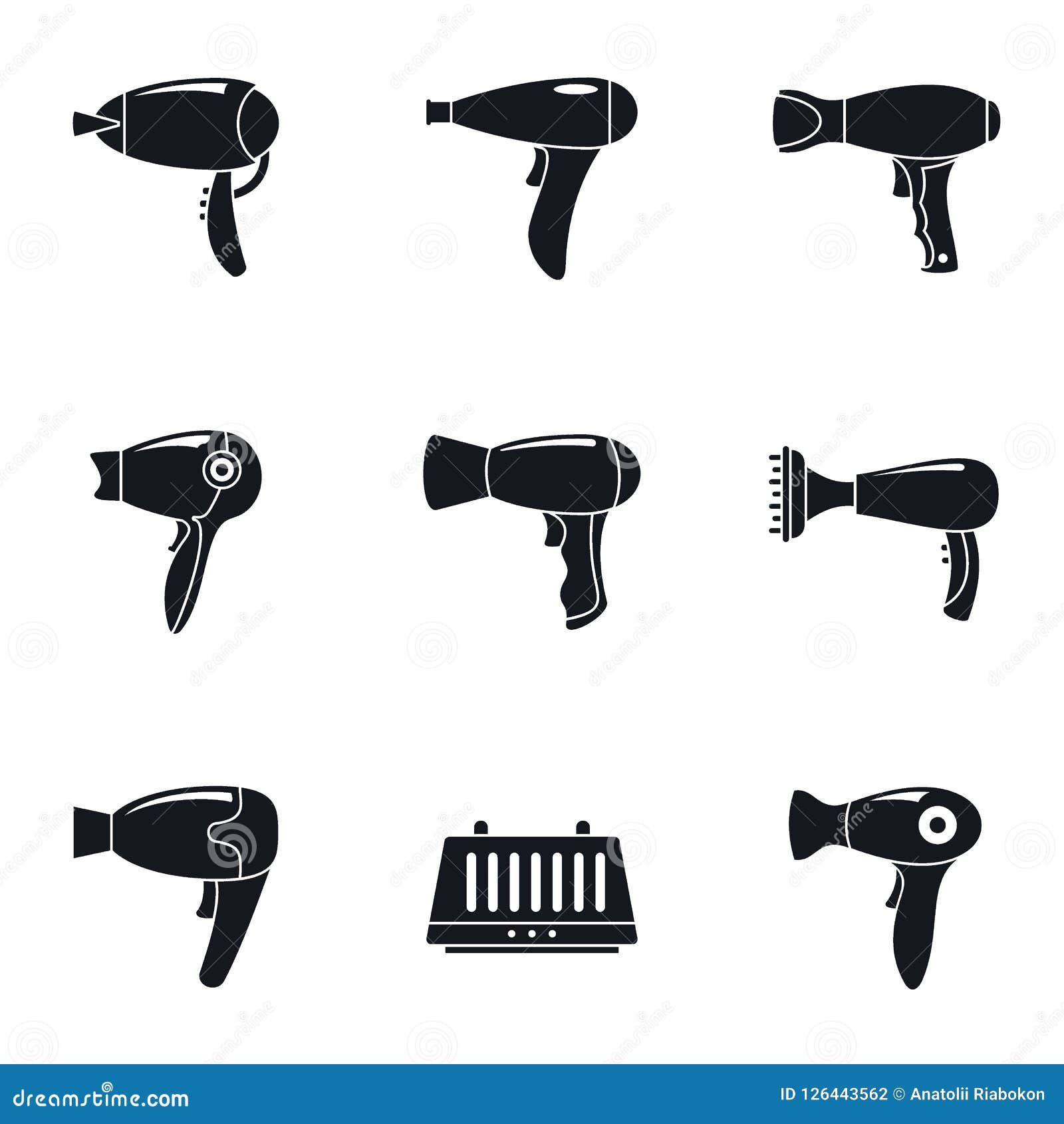 Dryer Machine Icon Set, Simple Style Stock Vector - Illustration of ...