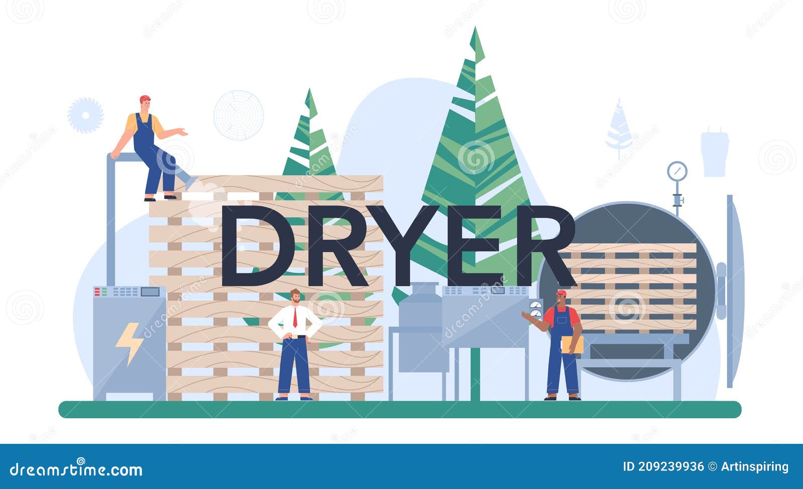 Dryer Typographic Header. Wood Drying As a Forestry Production Stock ...