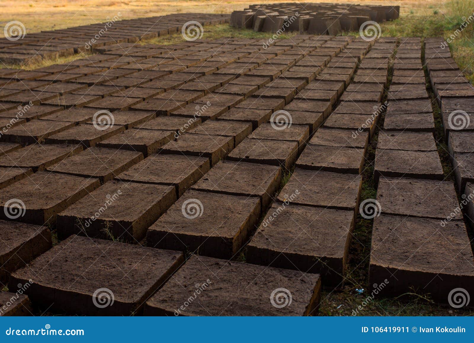 Drying adobe bricks stock image. Image of shape, manufacturing - 106419911