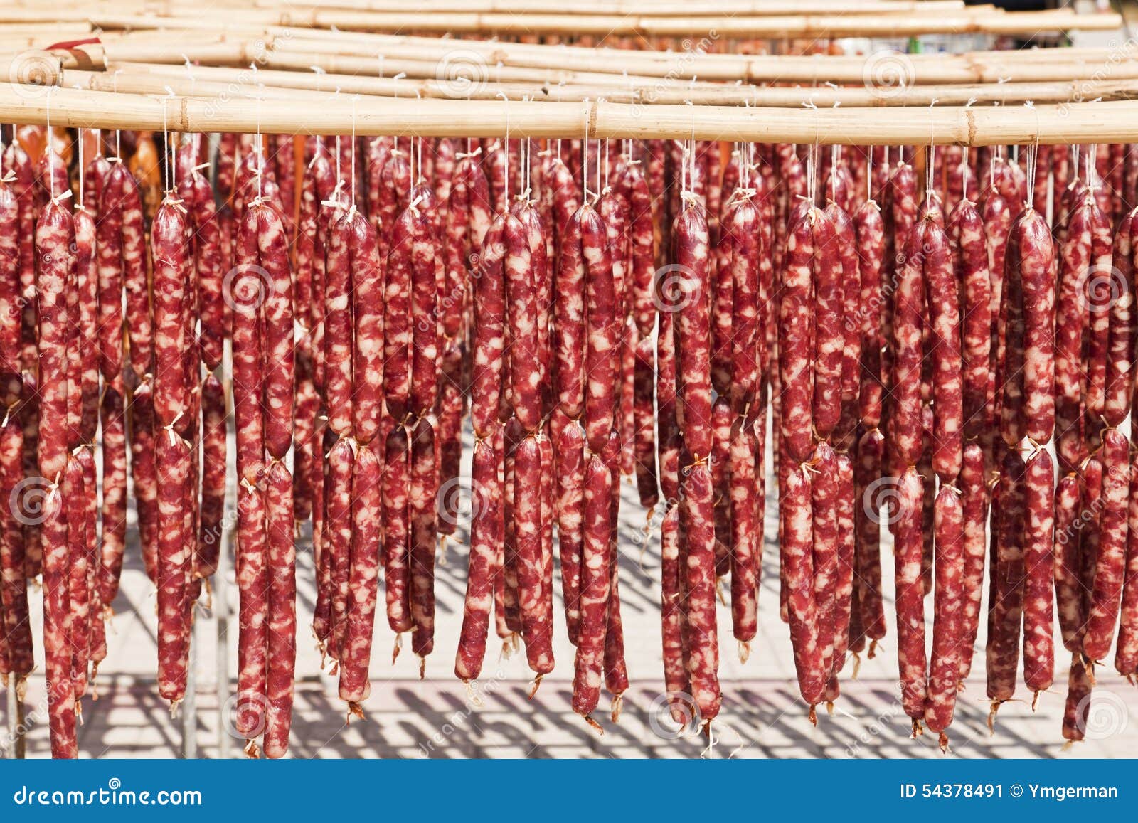 Drying Chinese Sausage Under the Sun Stock Image - Image of meat ...