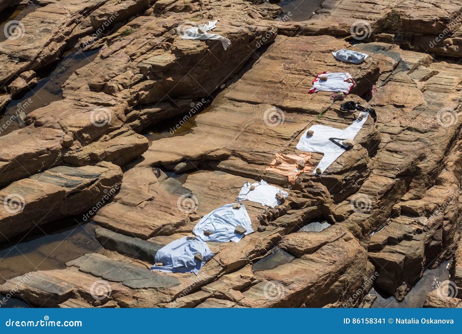 Drying Clothes on the Rocks in Srilankan Village Stock Image - Image of ...
