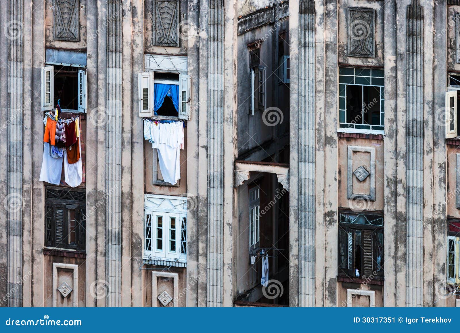 Drying Clothes in the Windows Stock Image - Image of facade, famous ...