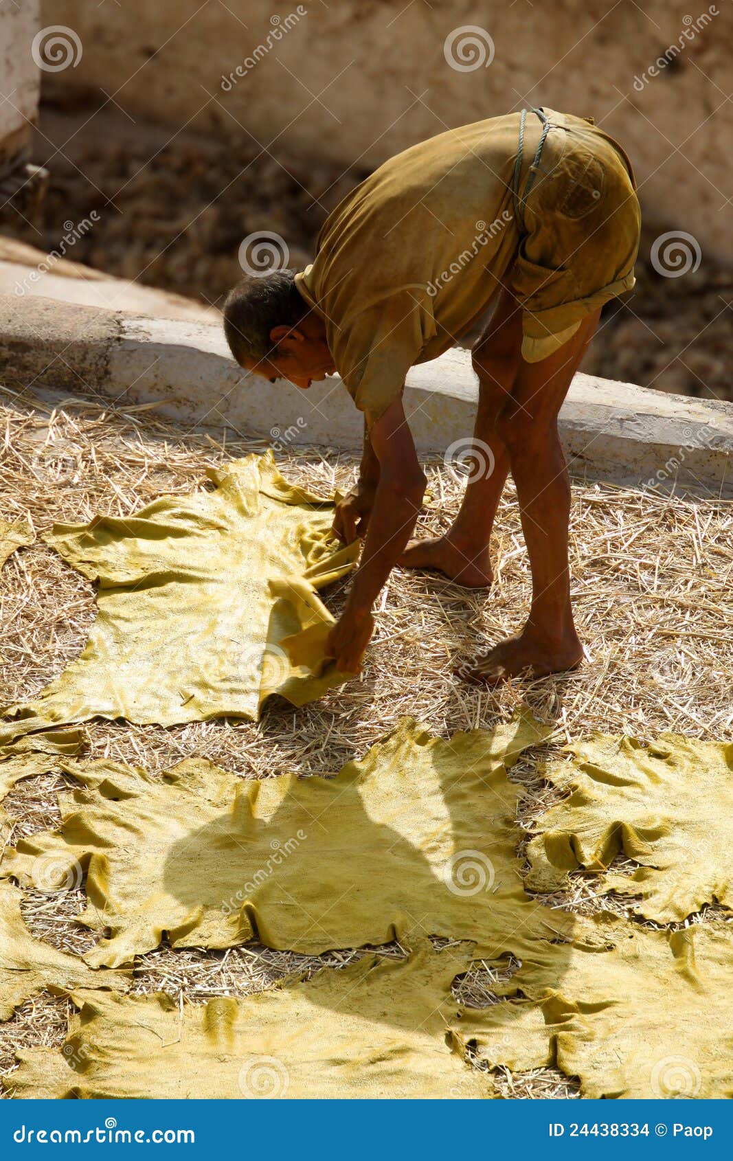 Drying dyed skins editorial stock image. Image of color - 24438334