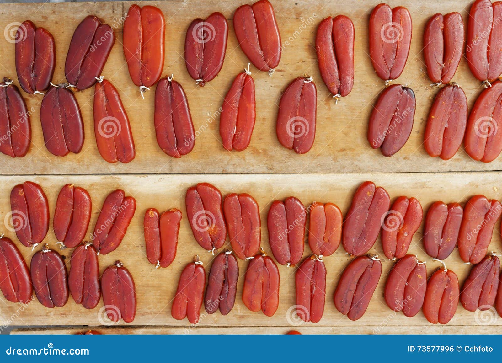 Drying grey mullet roe stock photo. Image of ocean, mullet - 73577996