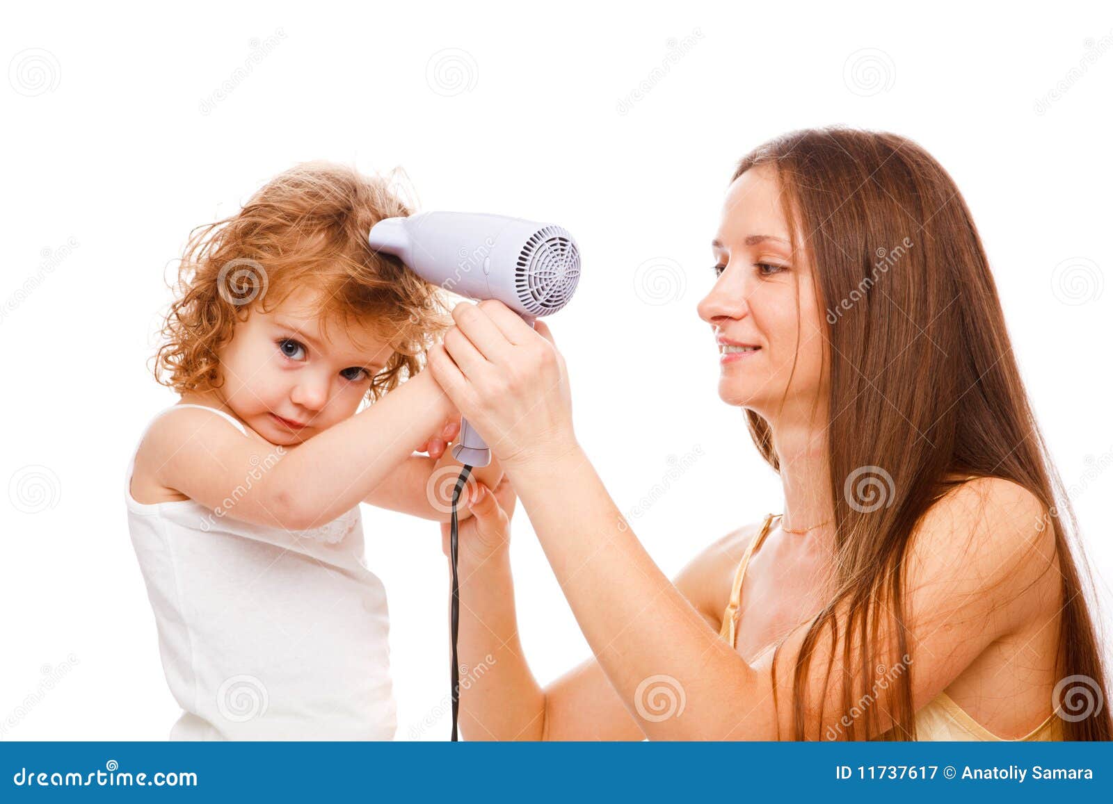 Drying hair stock image. Image of child, bedroom, laughing - 11737617