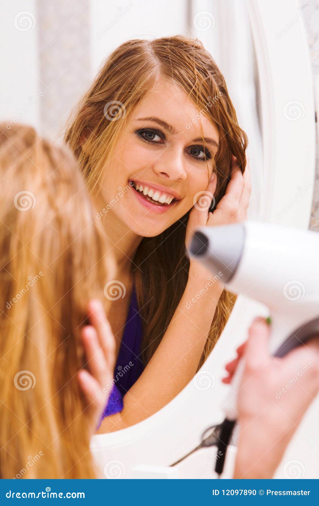 Drying hair stock photo. Image of lady, cheerful, event - 12097890