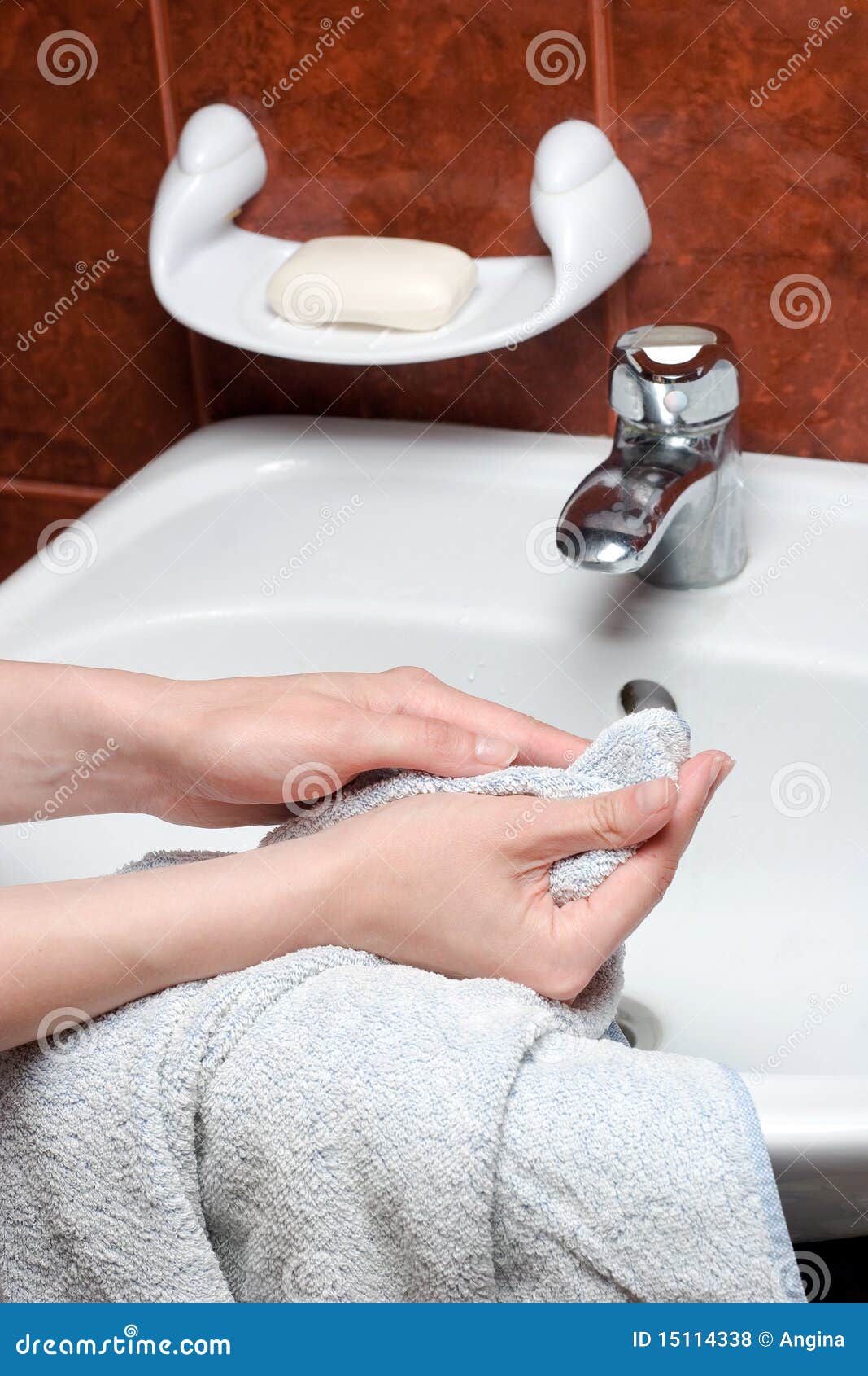 Drying hands stock photo. Image of hygiene, motel, house - 15114338