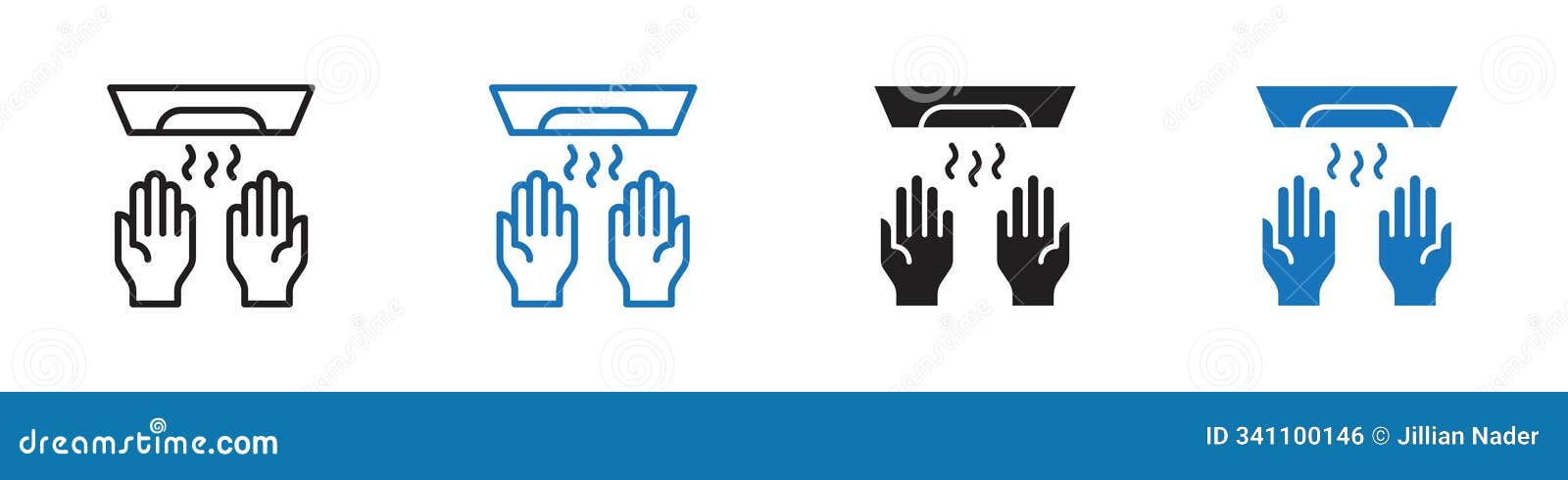 Drying Hands Icon Linear Graphics Set Vector in Black Stock ...