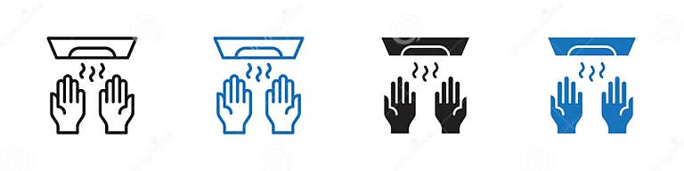 Drying Hands Icon Linear Graphics Set Vector in Black Stock ...