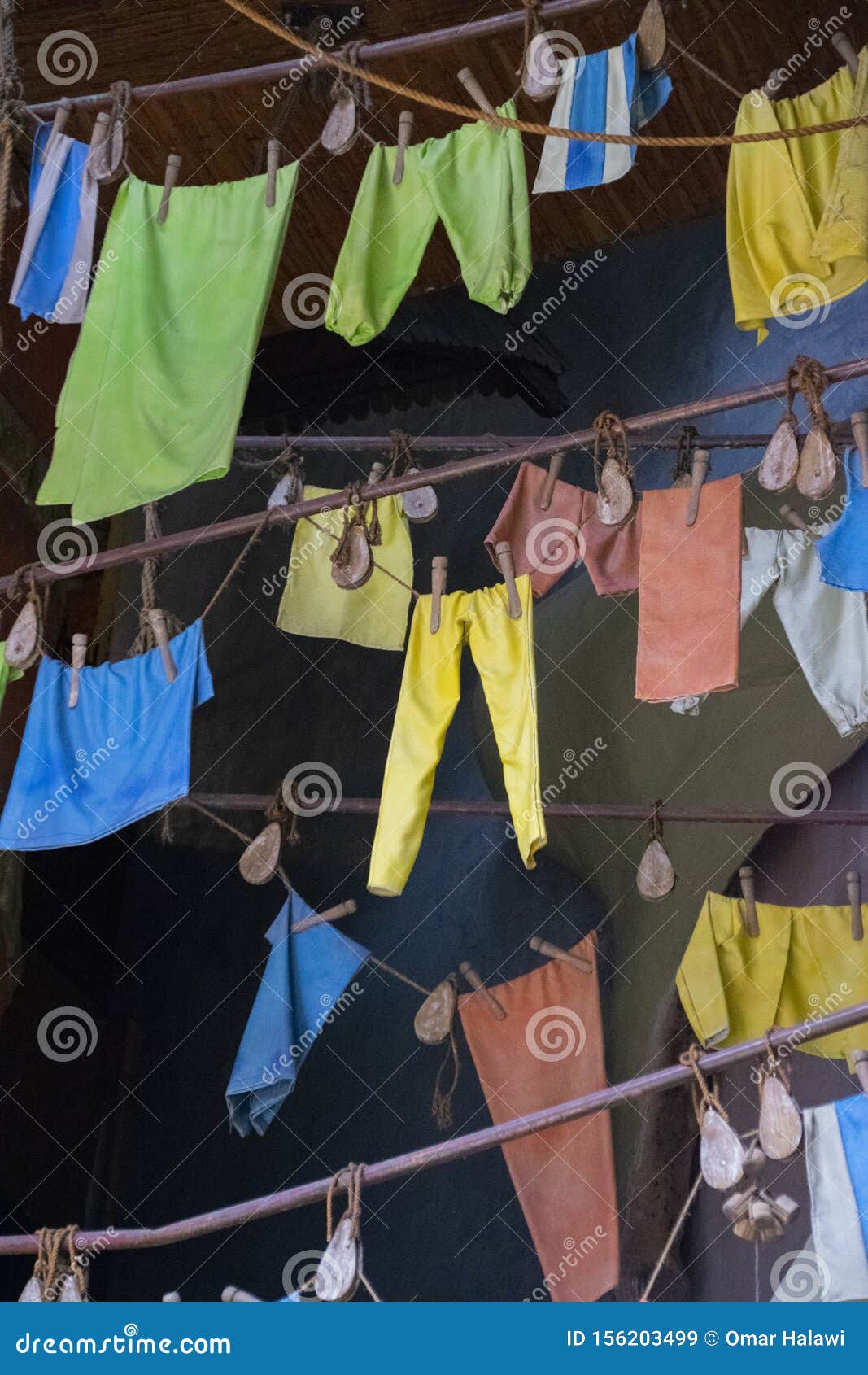 Drying laundry on a rope stock image. Image of cotton - 156203499