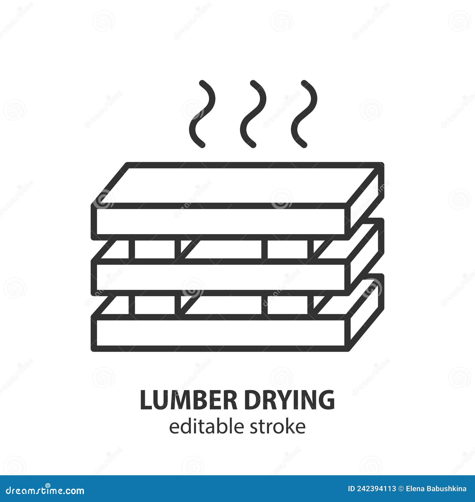 Drying Lumber Line Icon. Stack of Trunk Vector Symbol. Logging Drying ...