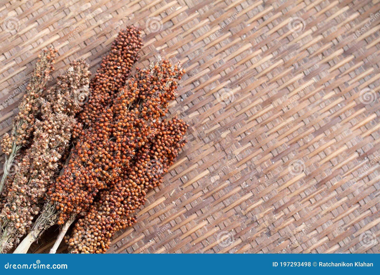 Drying Millet Twigs on Bamboo Table Background Dried Process Stock ...