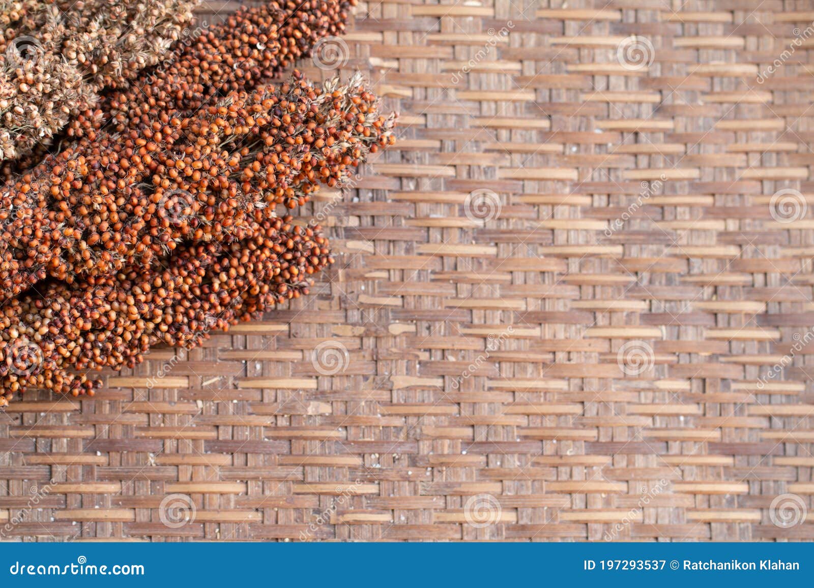 Drying Millet Twigs on Bamboo Table Background Dried Process Stock ...