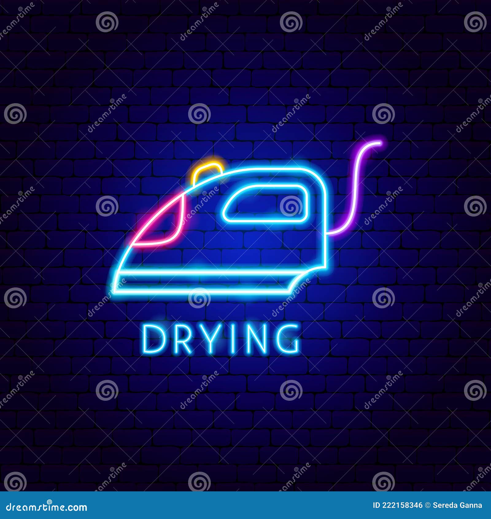 Drying Neon Label stock vector. Illustration of press - 222158346