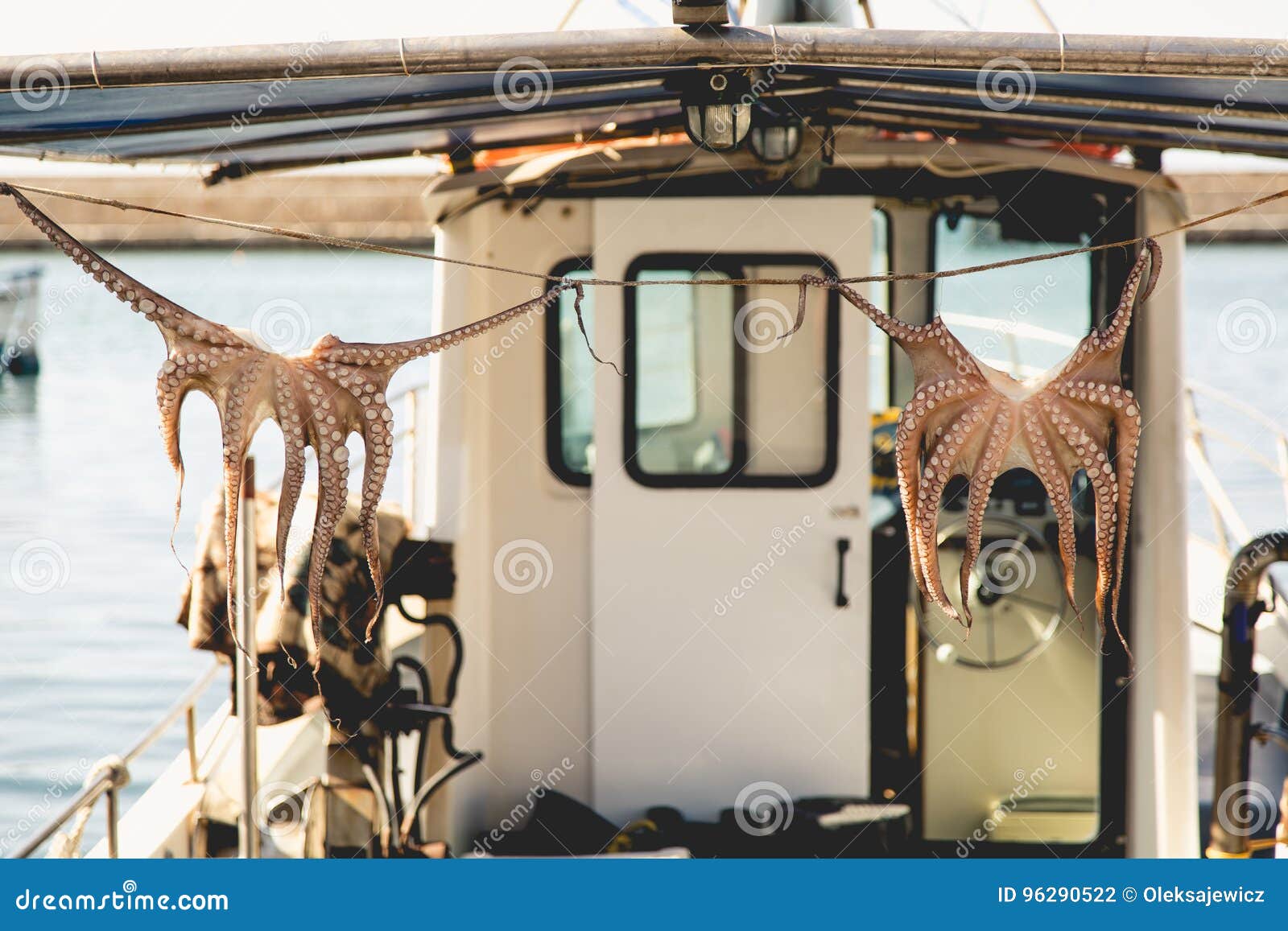 Drying Octopus on Fisherman Boat in Greece Crete Stock Photo - Image of ...