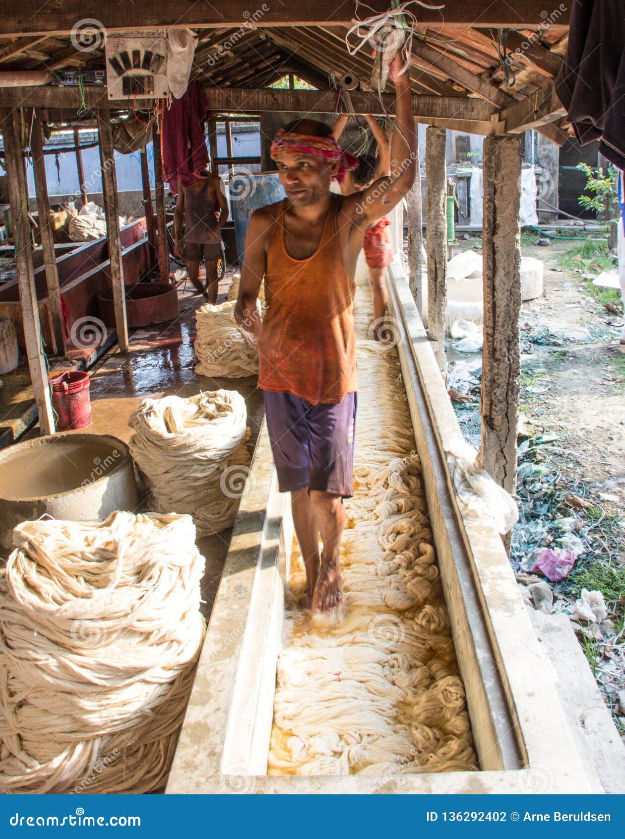 Drying Out Silk in India editorial photography. Image of poverty ...