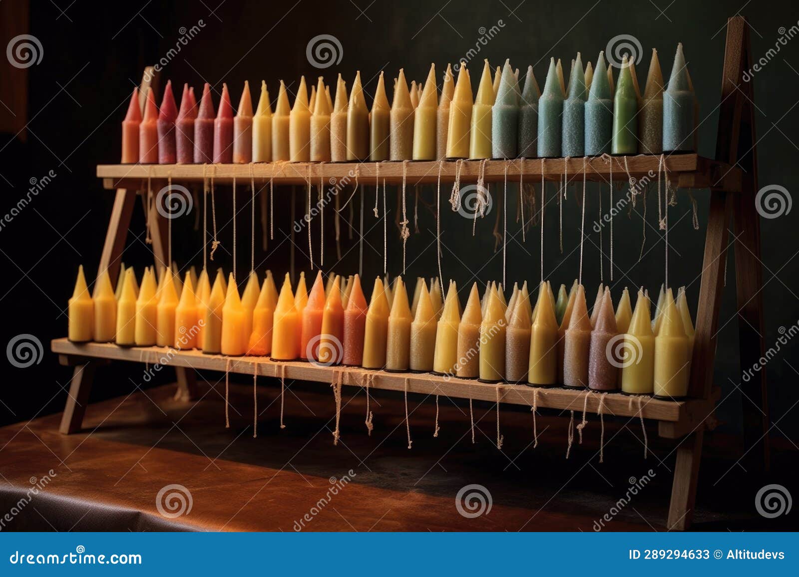 Drying Rack of Freshly Dipped Candles Stock Illustration - Illustration ...