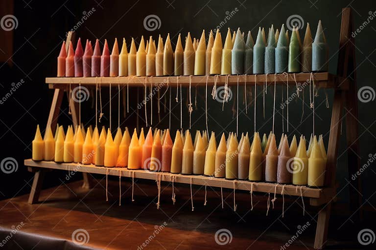 Drying Rack of Freshly Dipped Candles Stock Illustration - Illustration ...