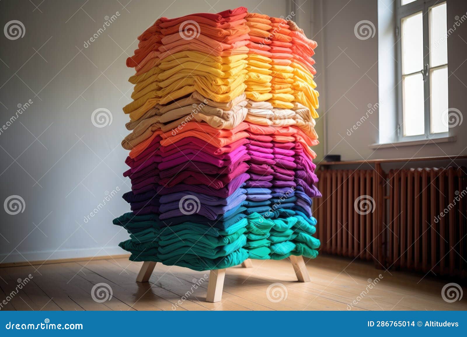 Drying Rack with Sorted Clothes by Color Stock Photo - Image of ...