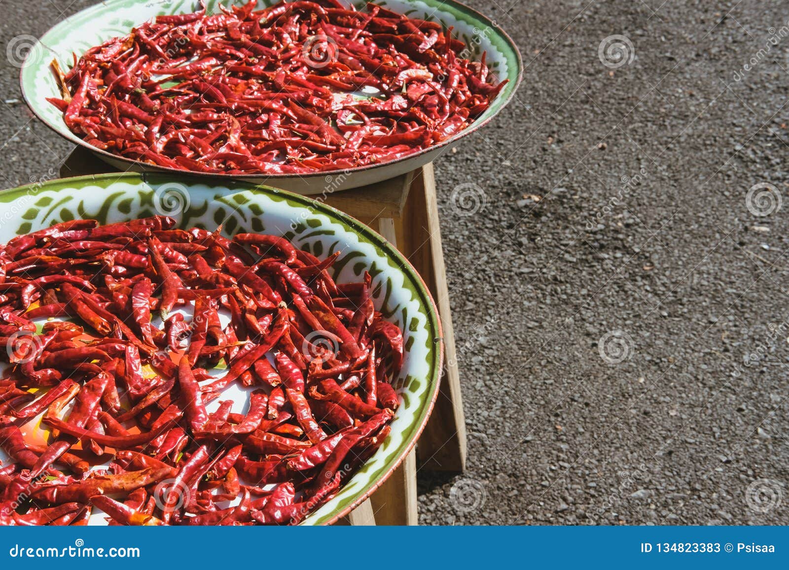 Drying Red Chili on Tray. Dried Hot Chilli Pepper Stock Image - Image ...