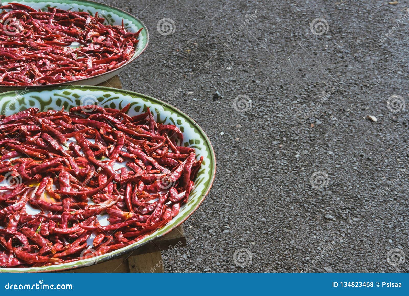 Drying Red Chili on Tray. Dried Hot Chilli Pepper Stock Photo - Image ...