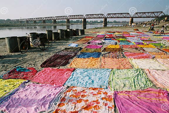 Drying sari, India stock photo. Image of cloth, exotic - 8749934